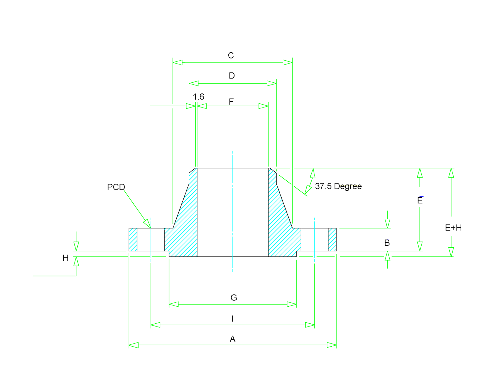 Weld Neck Flange 2, 3, 4, 6, and 8 Class 150 300